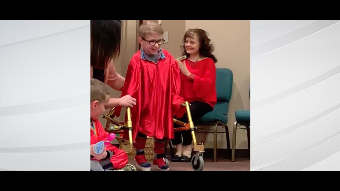 Boy with spina bifida walks at preschool graduation | wthr.com