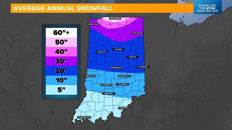 How much snowfall does Indiana typically receive in winter? | wthr.com