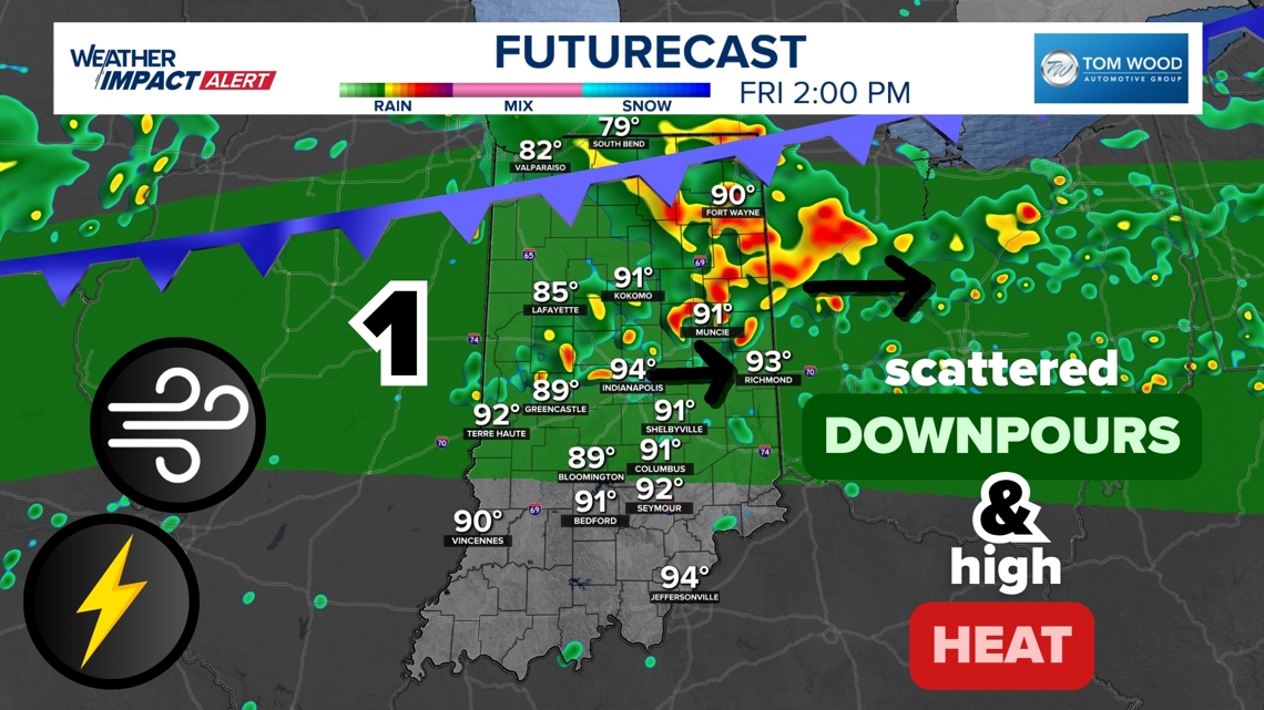 Tracking high heat and scattered heavy downpours today for Indiana ...