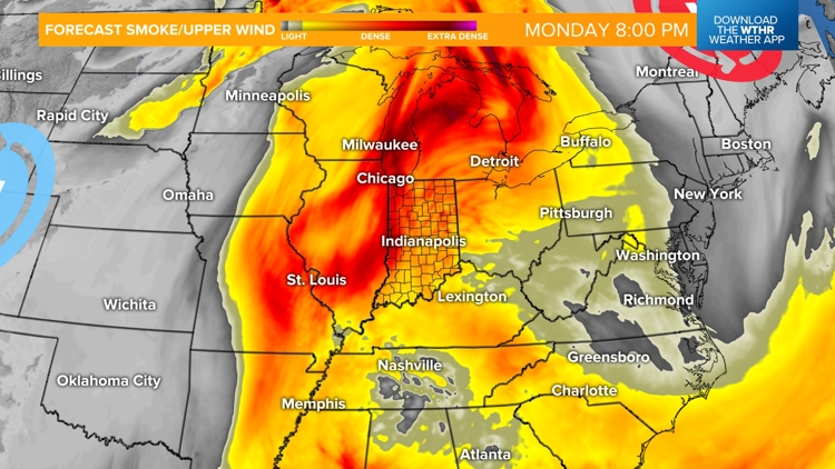 Indiana air quality drops from wildfire smoke | Live Doppler 13 Weather ...