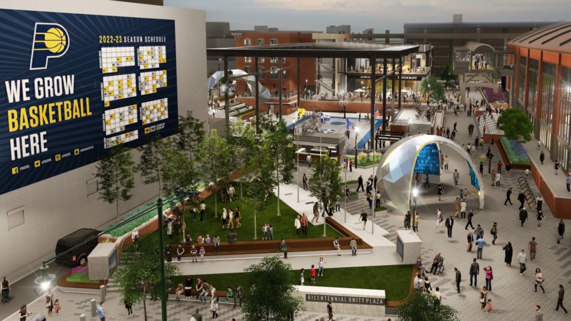 Plaza outside Gainbridge Fieldhouse adding basketball court | wthr.com