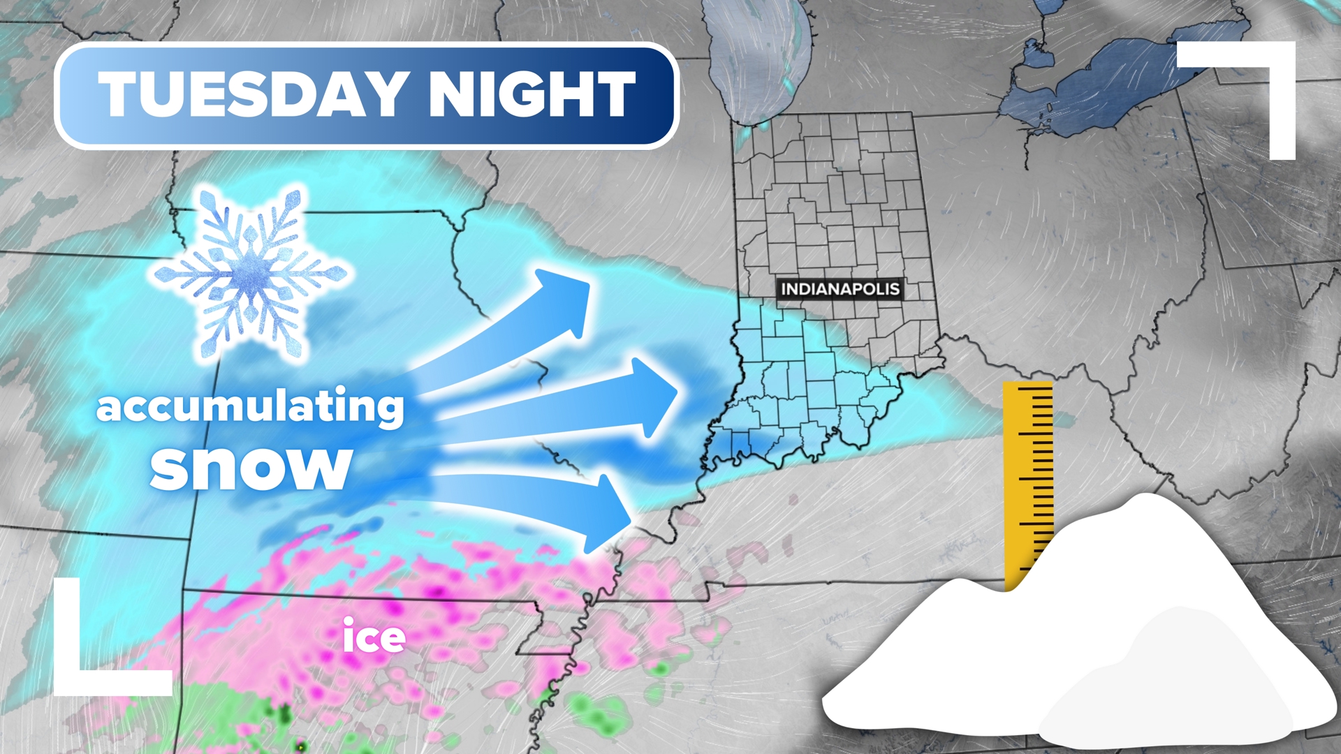 Early look at the timing and snowfall chance Tuesday night for Indiana ...