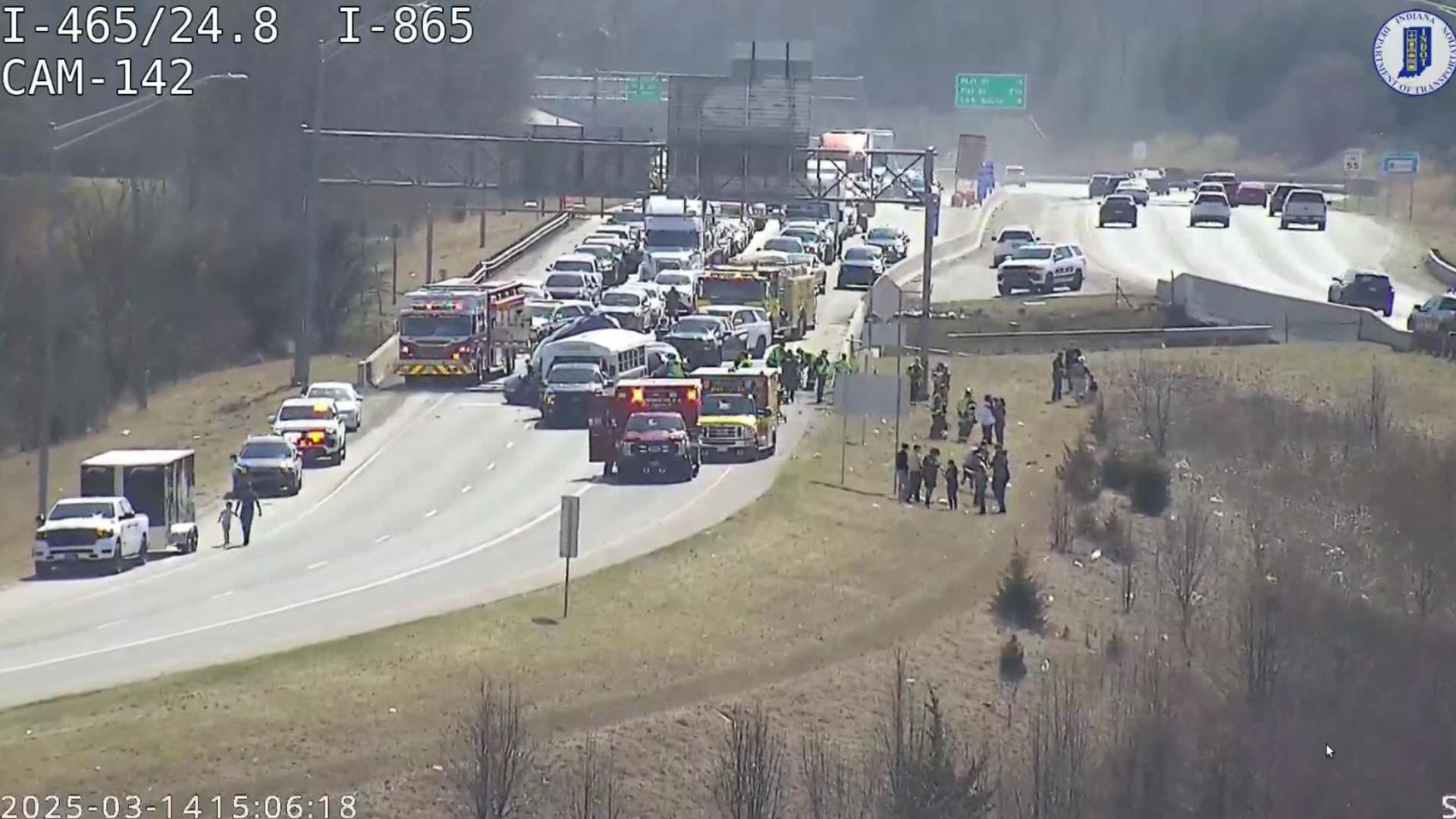 School bus involved in 465 crash on Indy's northwest side | wthr.com