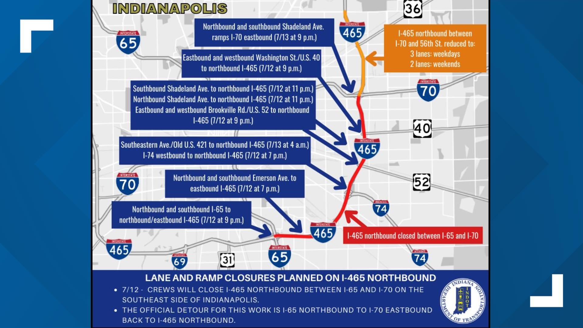 Here's when I-465 northbound lane closures begin | wthr.com