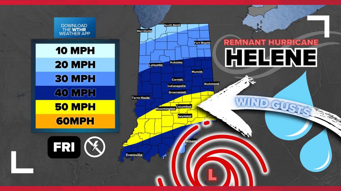 Helene high winds and power outages likely for Indiana on Friday | wthr.com