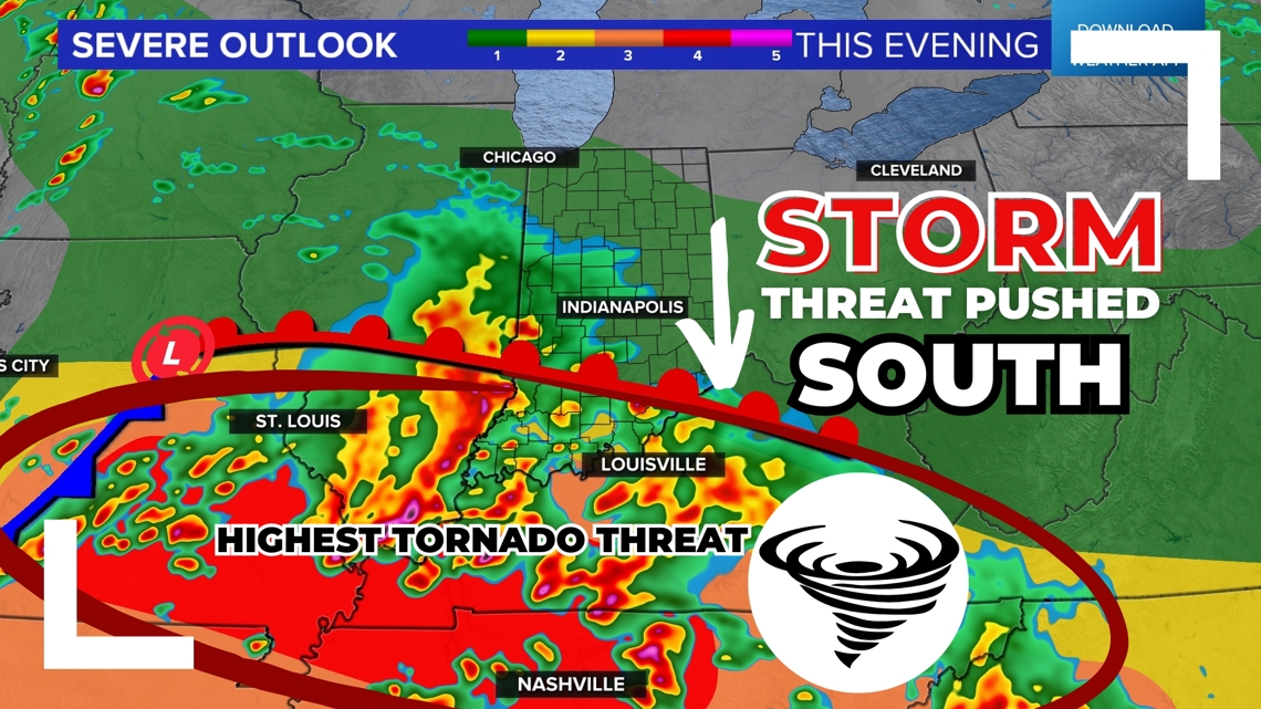 Storm threat moving south | Indiana severe zones and timing | wthr.com
