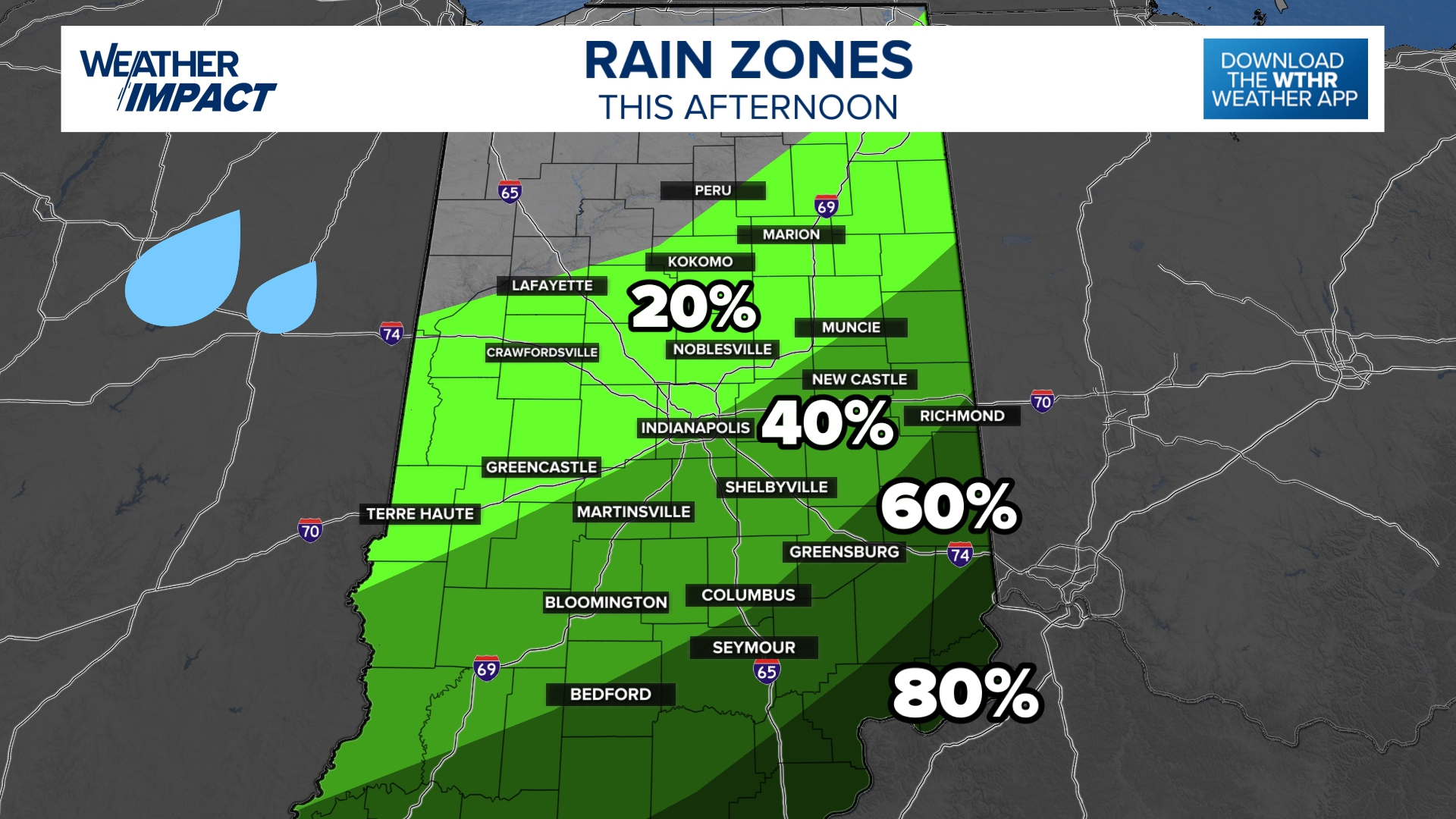 Pop-up storm zones for Indiana today: Rain and lightning possible south ...