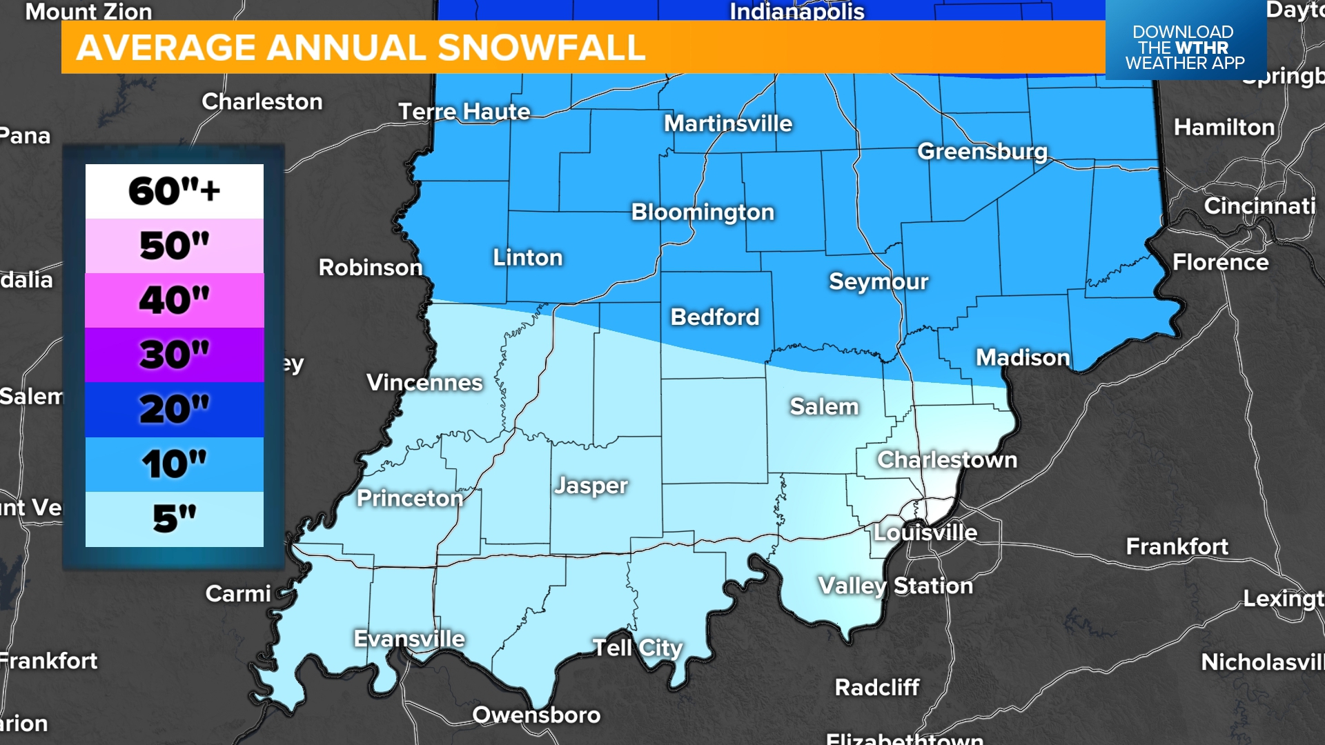 How much snowfall does Indiana typically receive in winter? | wthr.com