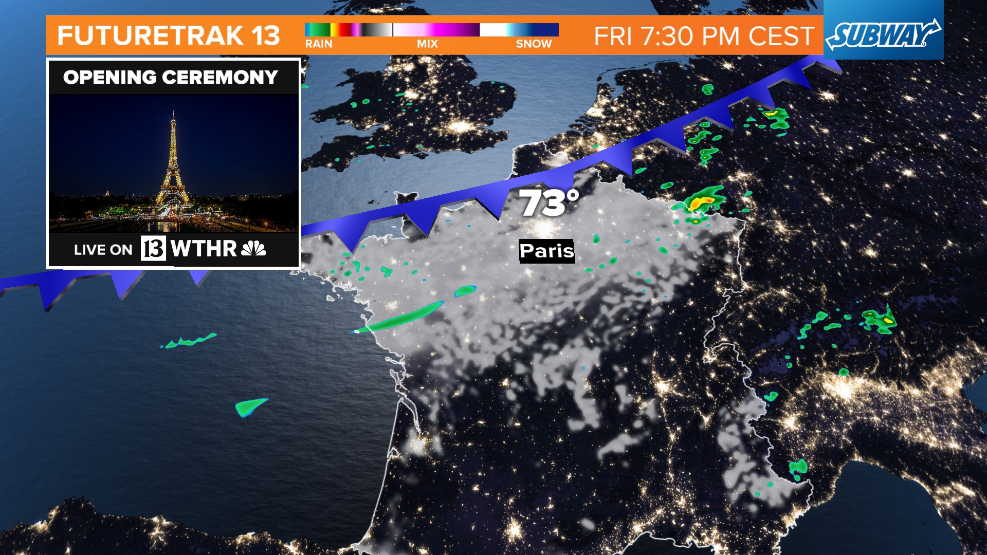 Tracking some spotty rain around Paris | 2024 Olympics | wthr.com