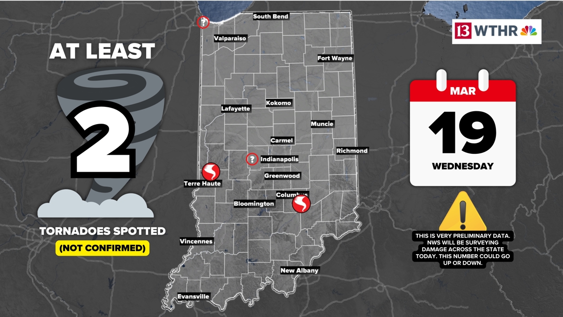 Preliminary reports of spotted tornadoes across Indiana | NWS surveys ...