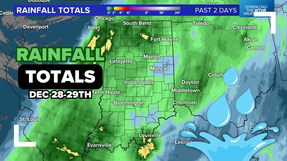 Rain totals across Indiana from December 28-29, 2024 | wthr.com