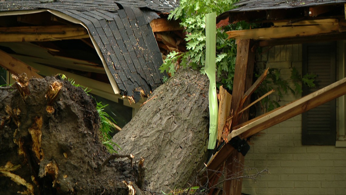 Strong storms cause damage, sends tree crashing through Lawrence home ...