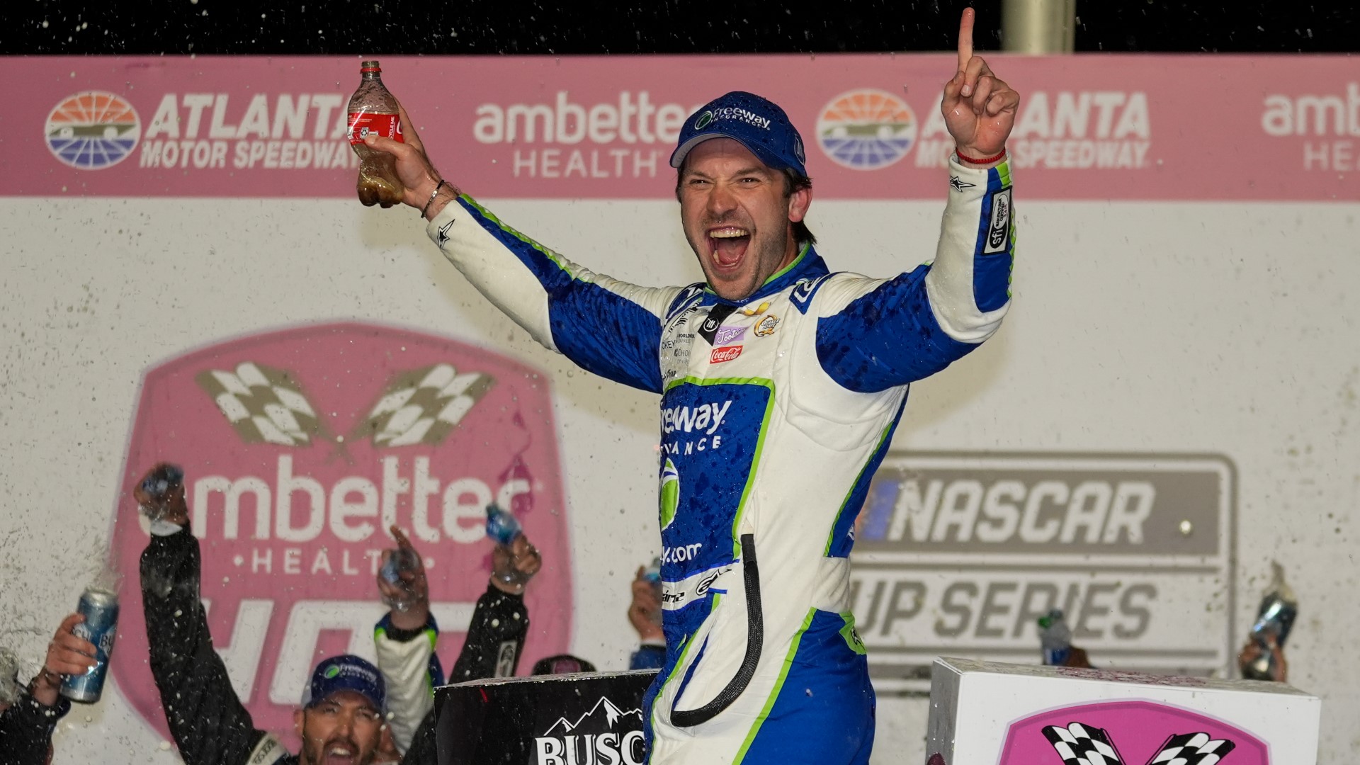 Suarez edges Blaney, Busch in thrilling 3-wide finish at Atlanta | wthr.com