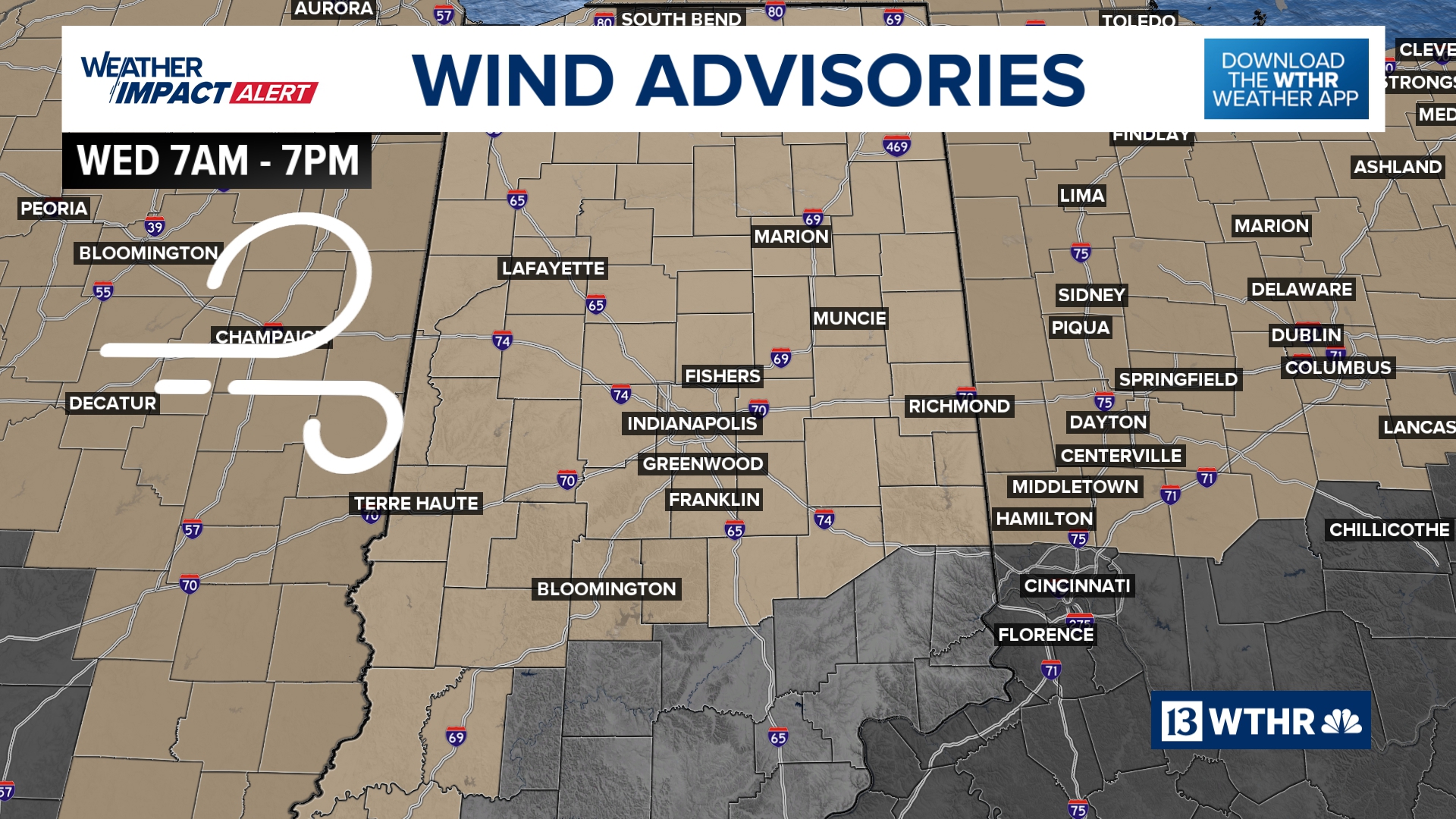 Tracking high winds rushing cold air and snow flurries into Indiana ...
