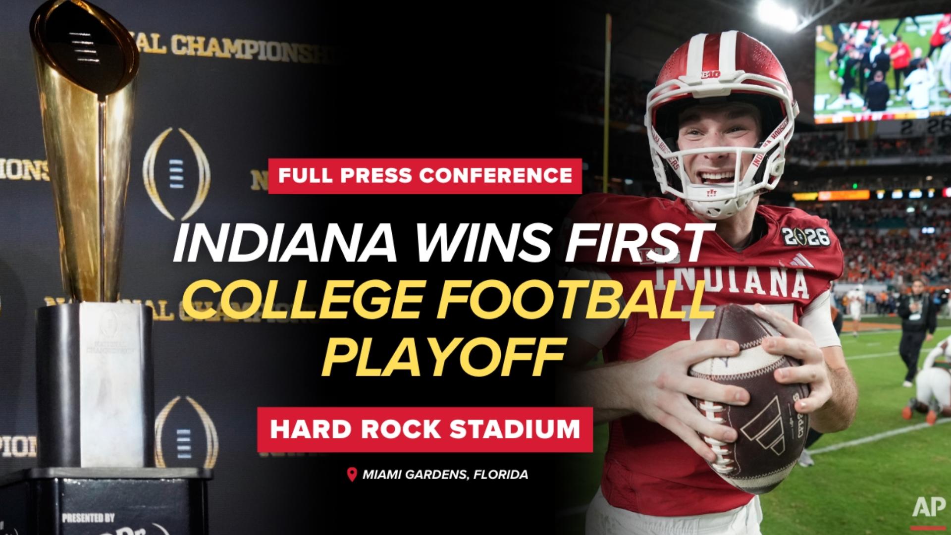 FULL PRESS CONFERENCE: Indiana Hoosiers win first-ever college football ...