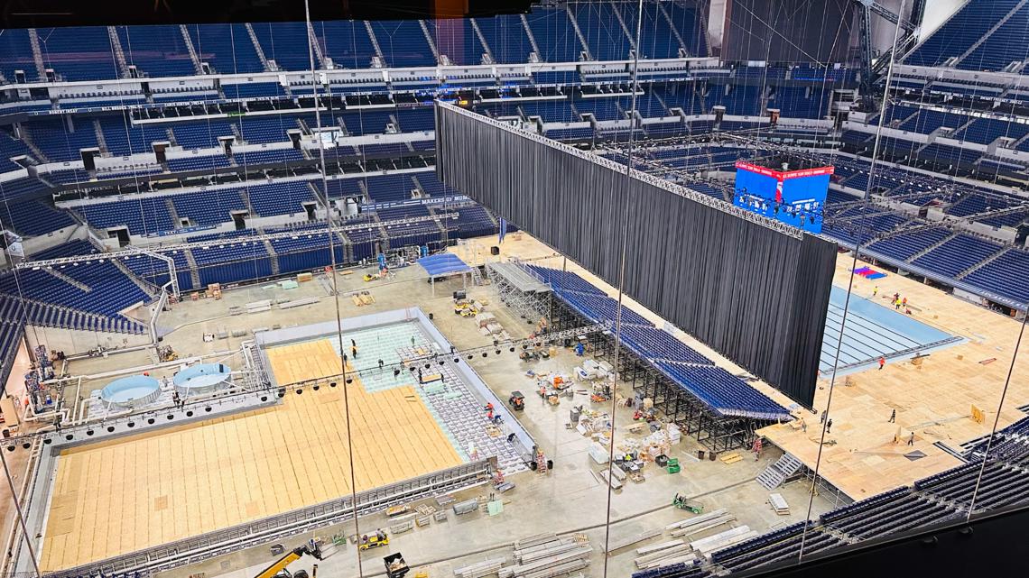 Olympic pools under construction at Lucas Oil Stadium | wthr.com