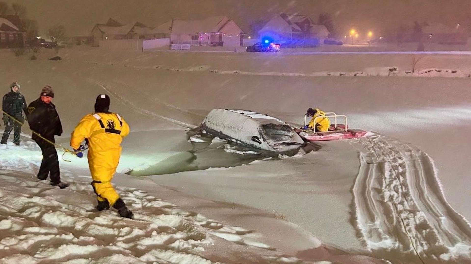 Icy water rescue in Greensburg captured on camera during snowstorm ...