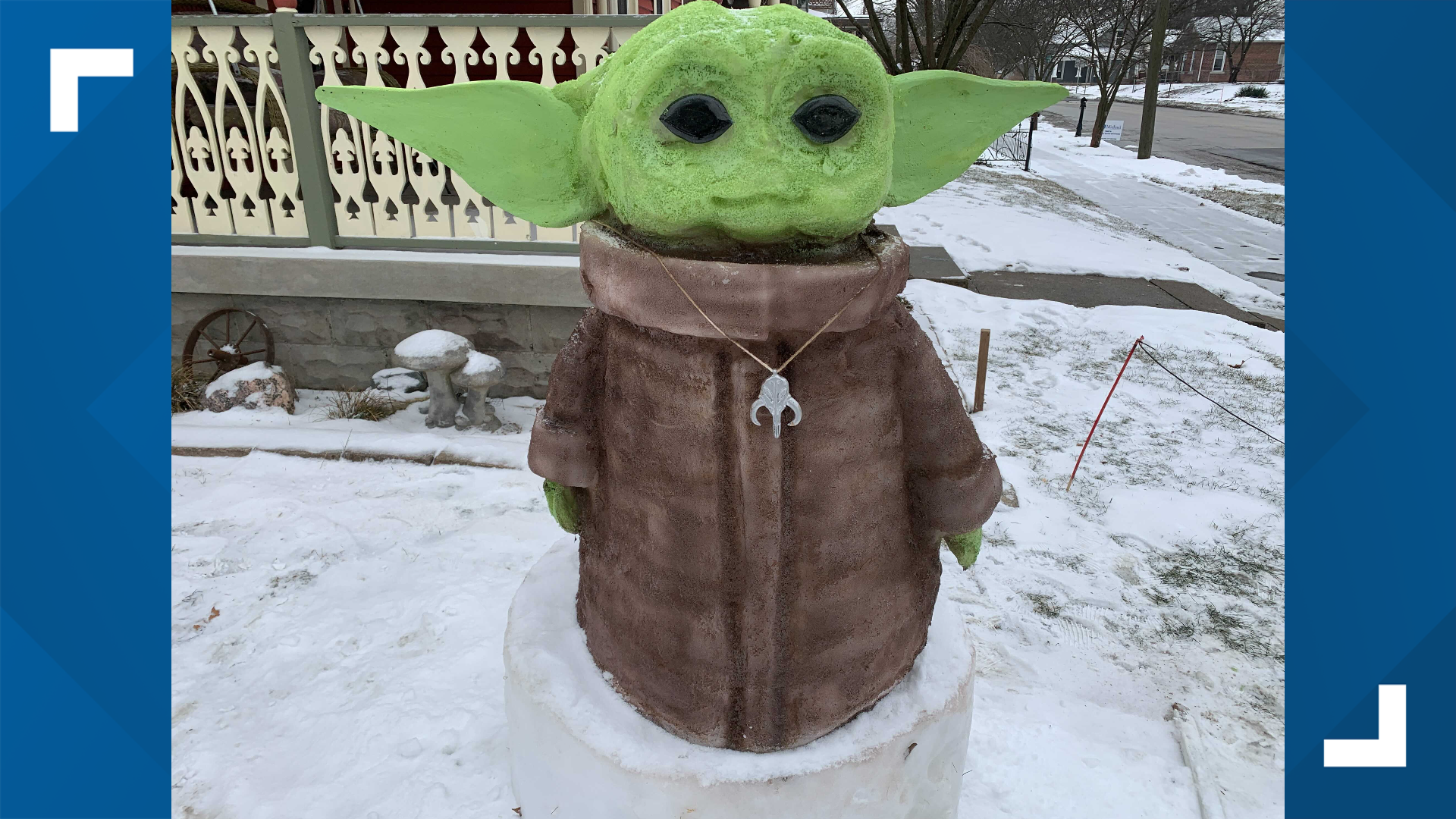 Baby Yoda snow sculpture in Greenfield | wthr.com
