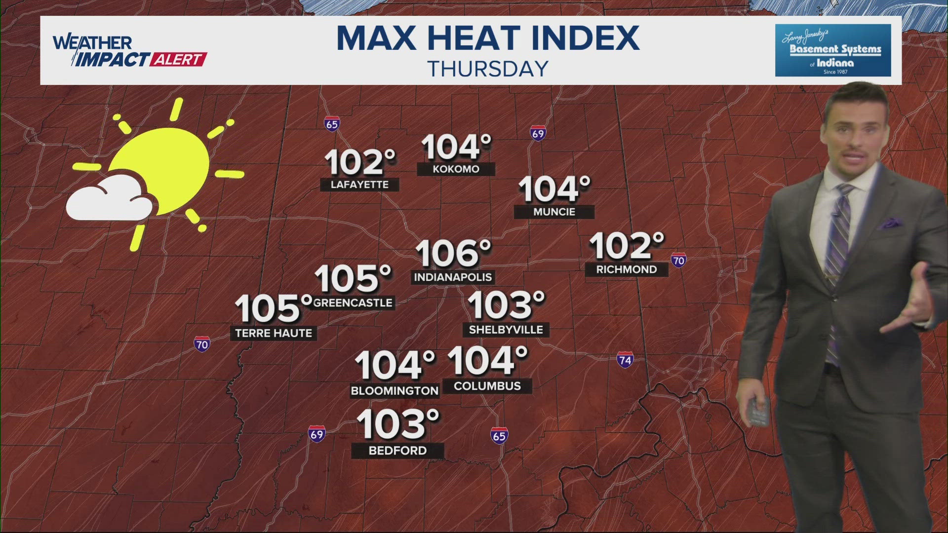 All of Indiana will feel like it is over 100 degrees Thursday afternoon ...