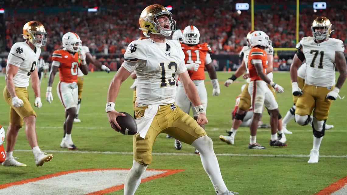 No. 8 Notre Dame turning CJ Carr loose against No. 16 Texas A&M | wthr.com