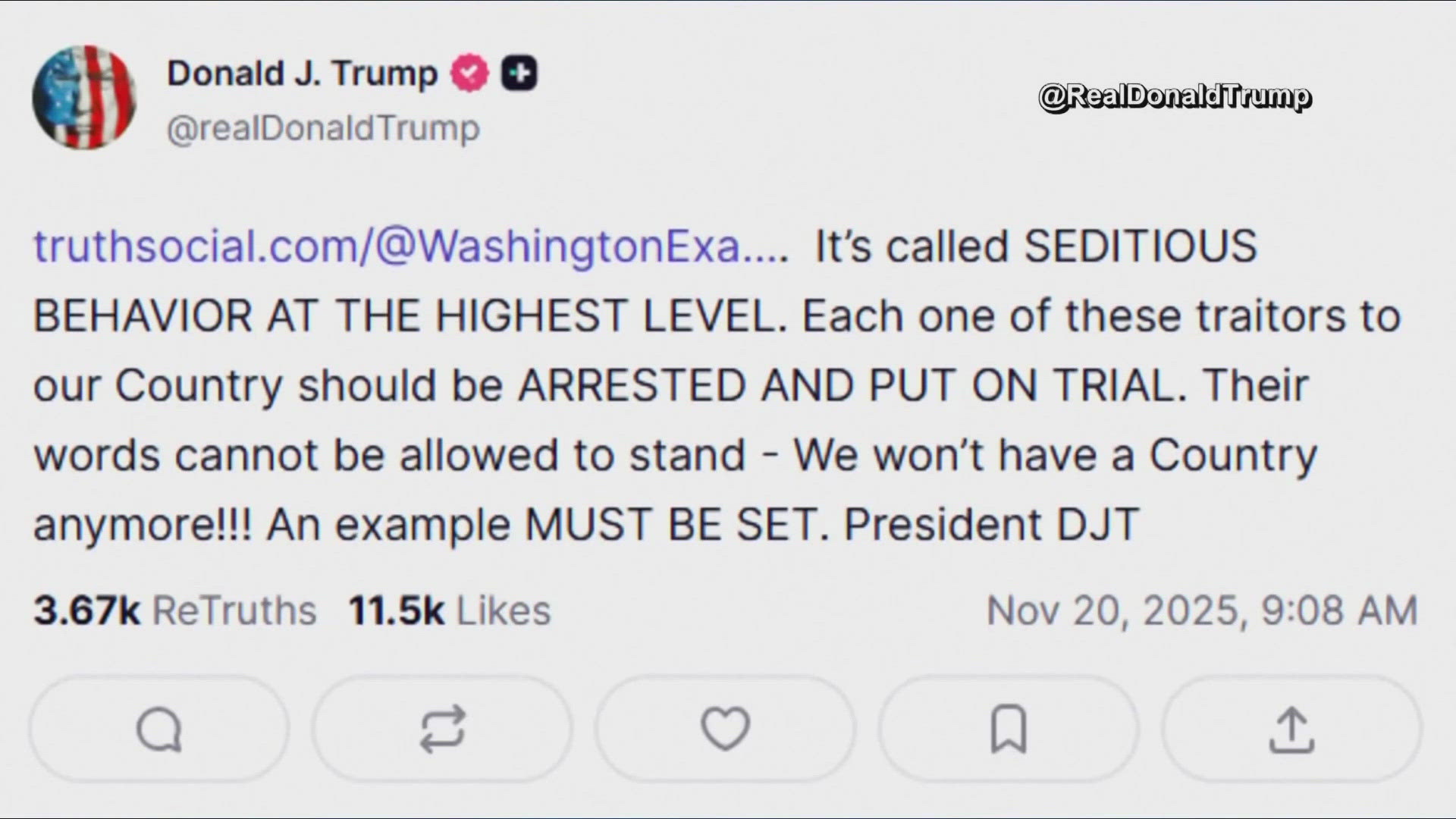 Trump accuses Democrats of 'seditious behavior, punishable by death ...