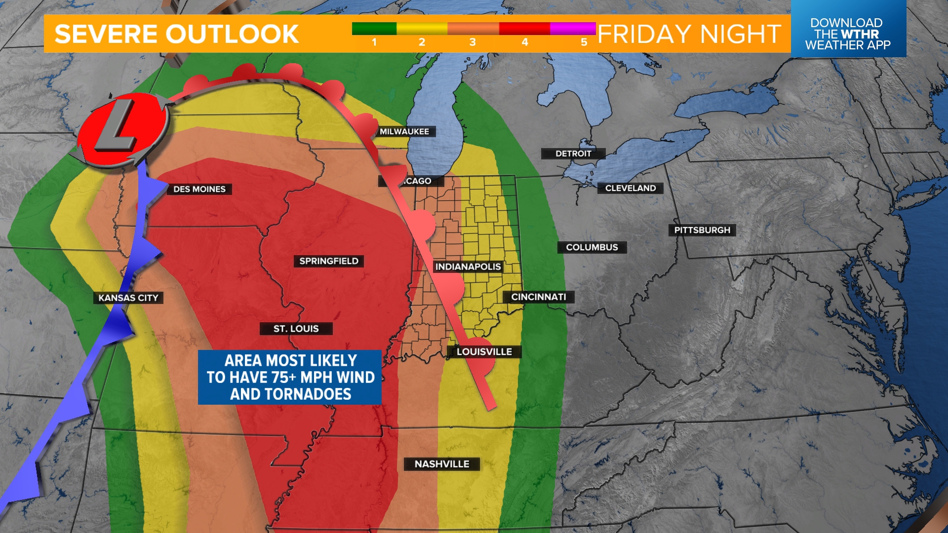 Weather Impact Alert: High wind likely tonight, tornadoes possible ...