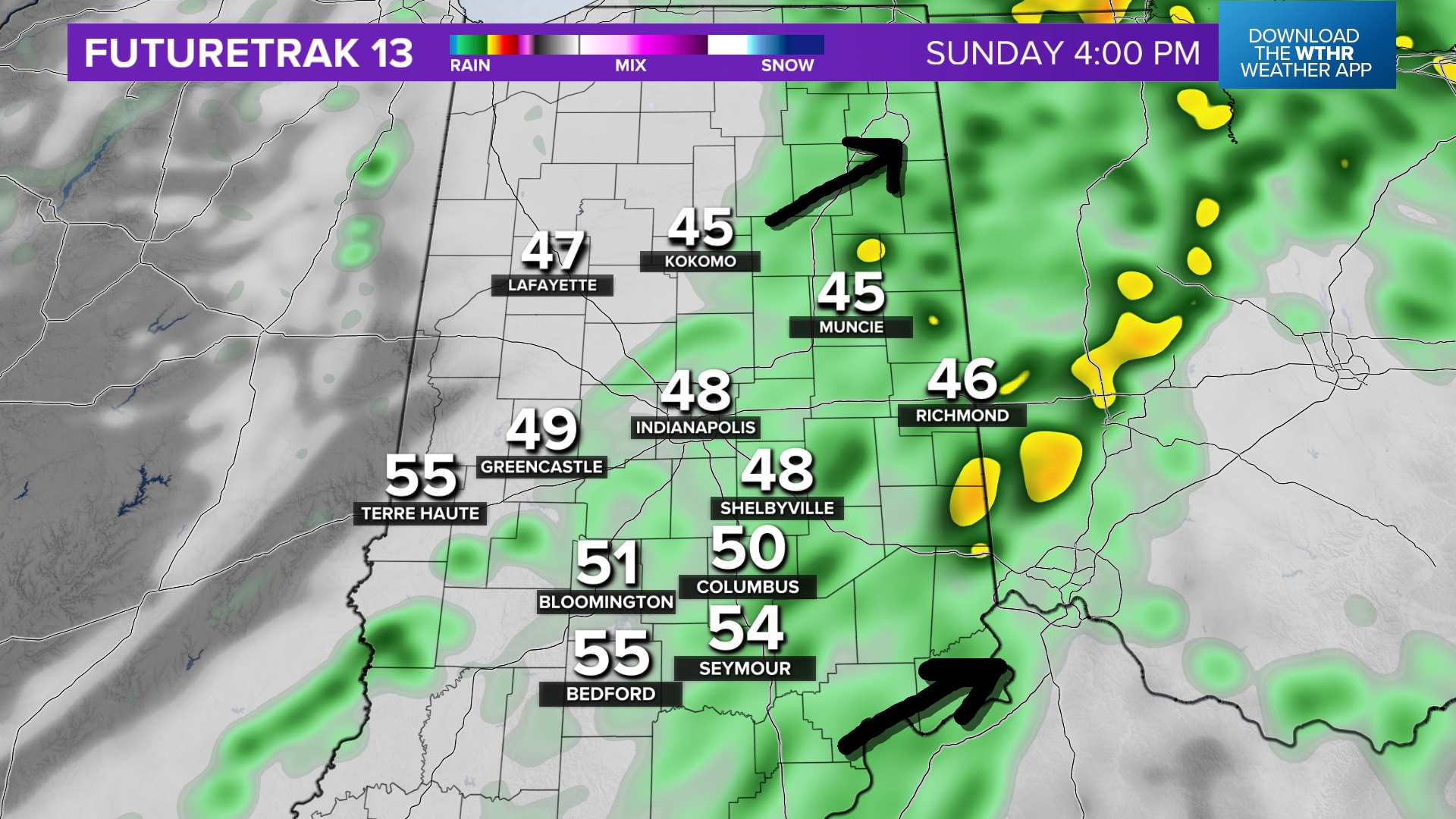 Chilly rain showers turning Indiana wet Sunday | See how much rain to ...
