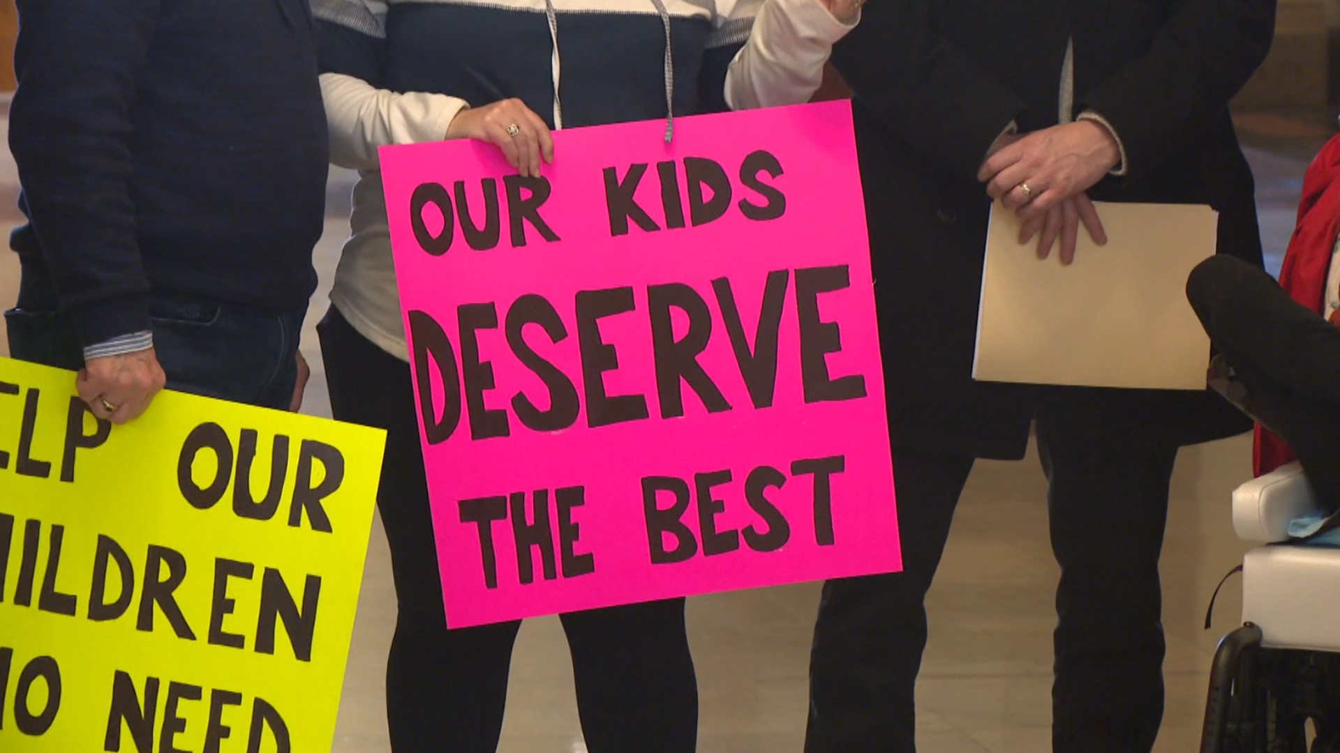 Parents protest impending FSSA cuts at Indiana Statehouse | wthr.com