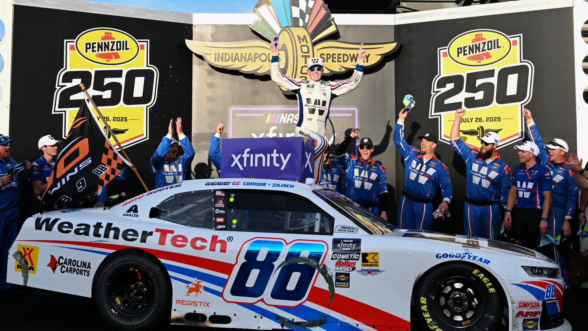 Connor Zilisch wins Pennzoil 250 at IMS for 6th career NASCAR Xfinity ...