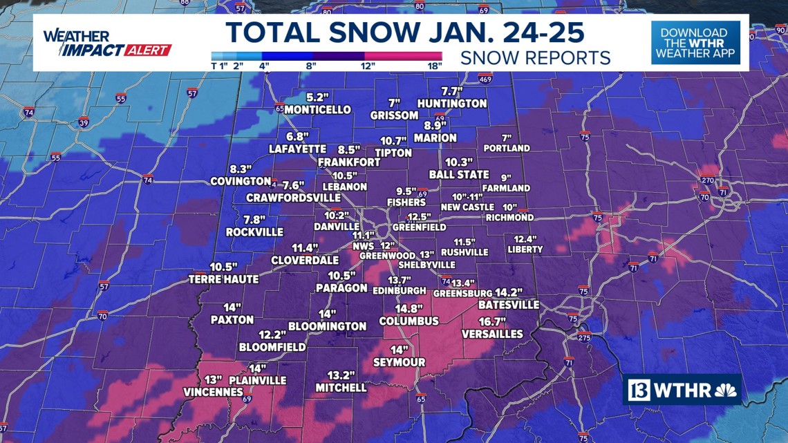 How much did it snow in your area? | List of snow totals across central ...