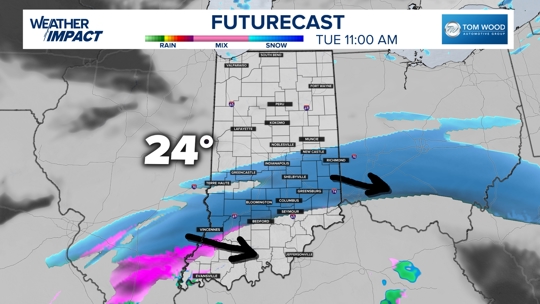 Weather Impact Alert: Scattered snow moving into Indiana Tuesday ...