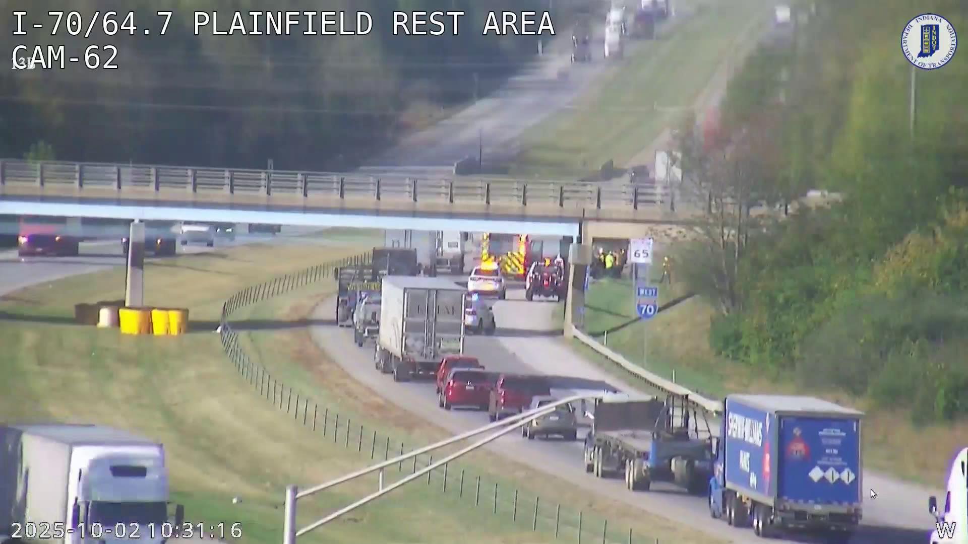 INDOT worker hospitalized after truck struck by another vehicle on I-70 ...