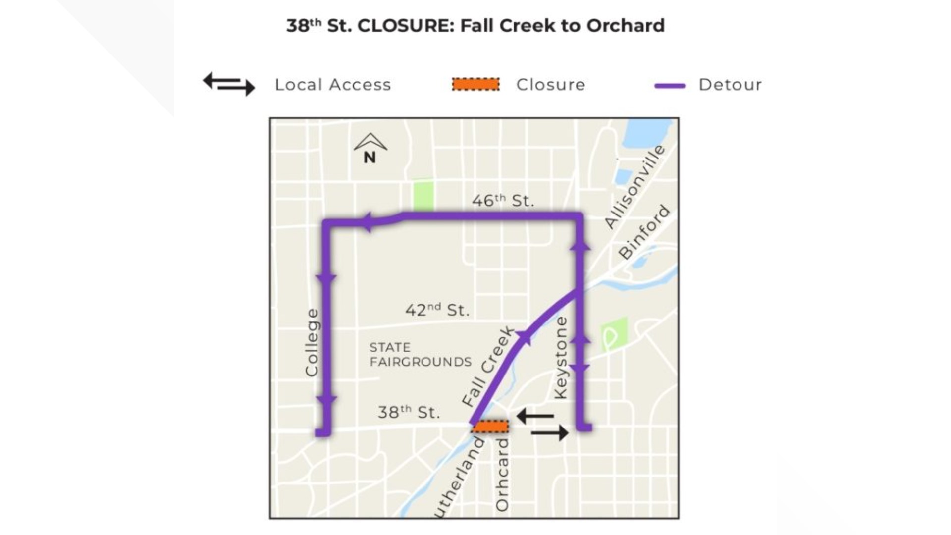 Construction and closures start on 38th Street for Purple Line | wthr.com