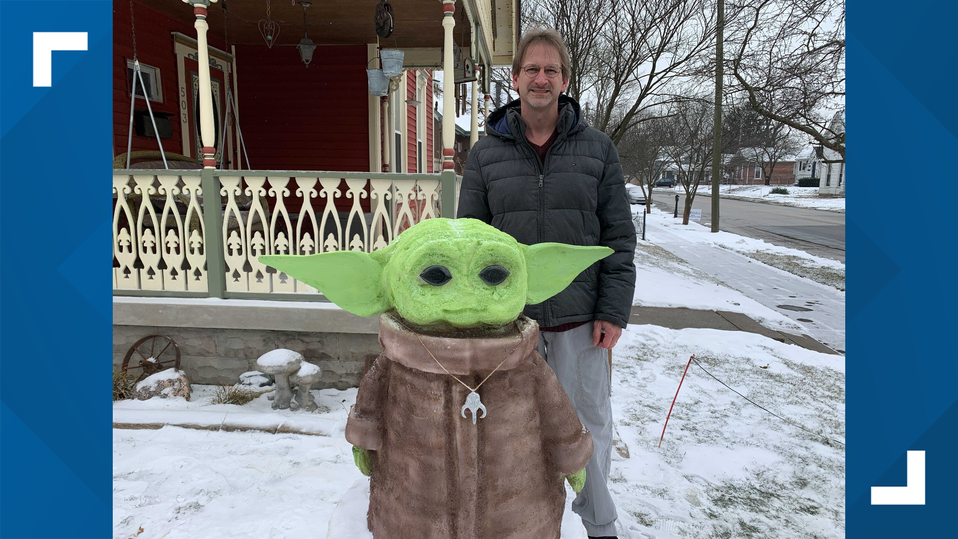 Baby Yoda snow sculpture in Greenfield | wthr.com