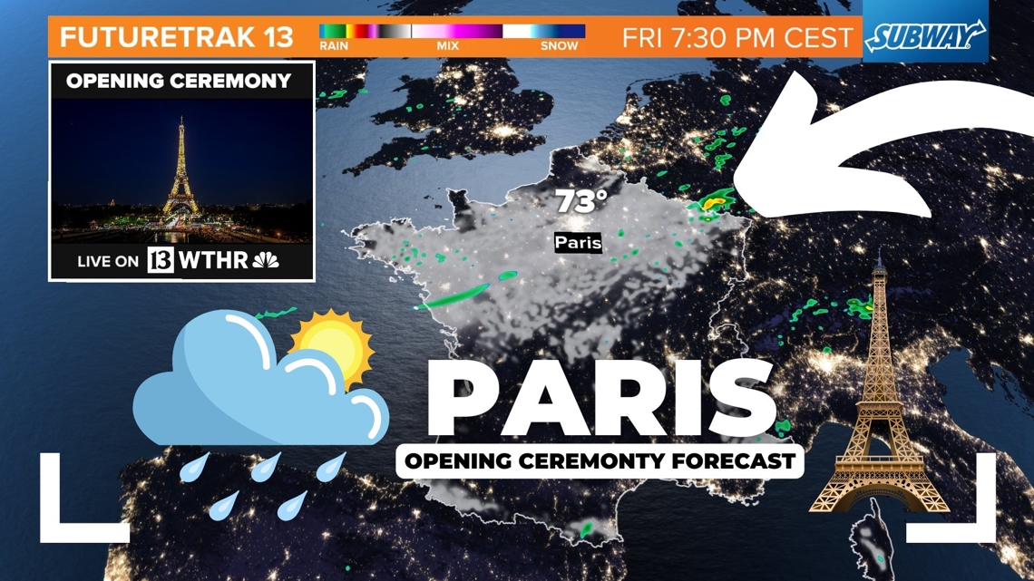Tracking some spotty rain around Paris | 2024 Olympics | wthr.com