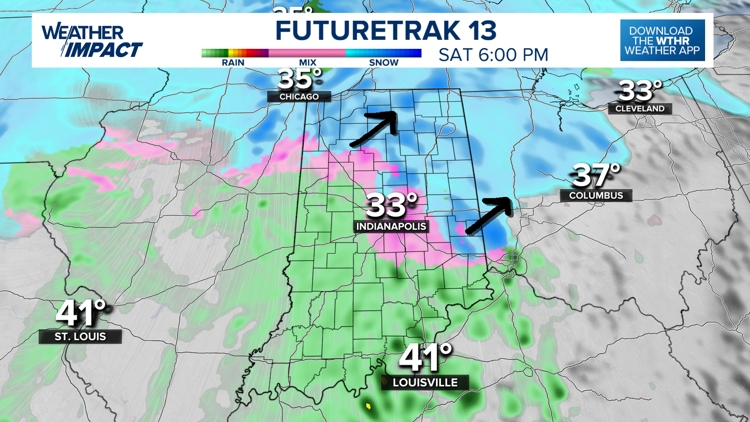 Tracking heavy, slushy snow changing to rain across Indiana Saturday PM ...