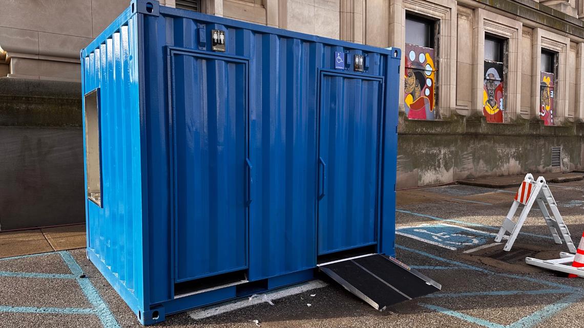Small public restroom for unsheltered residents opens downtown | wthr.com