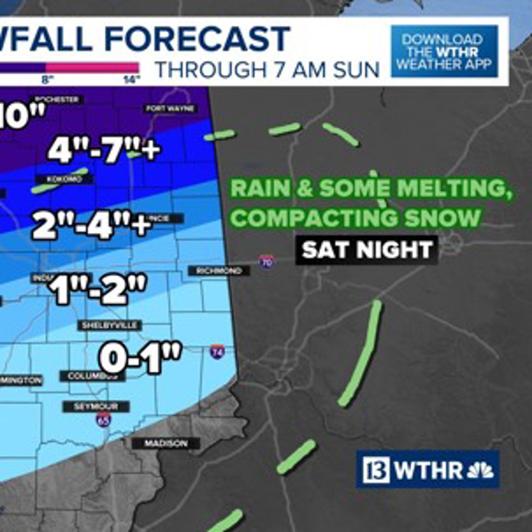 Update to snowfall projections across central Indiana | Weather Impact ...