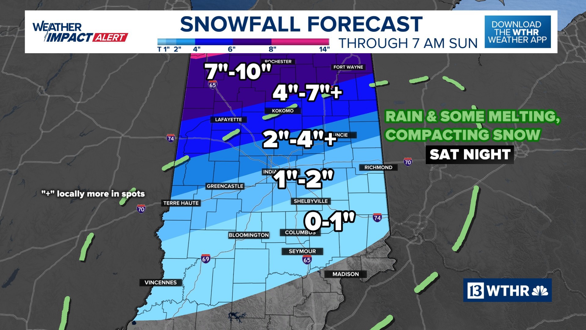 Update to snowfall projections across central Indiana | Weather Impact ...