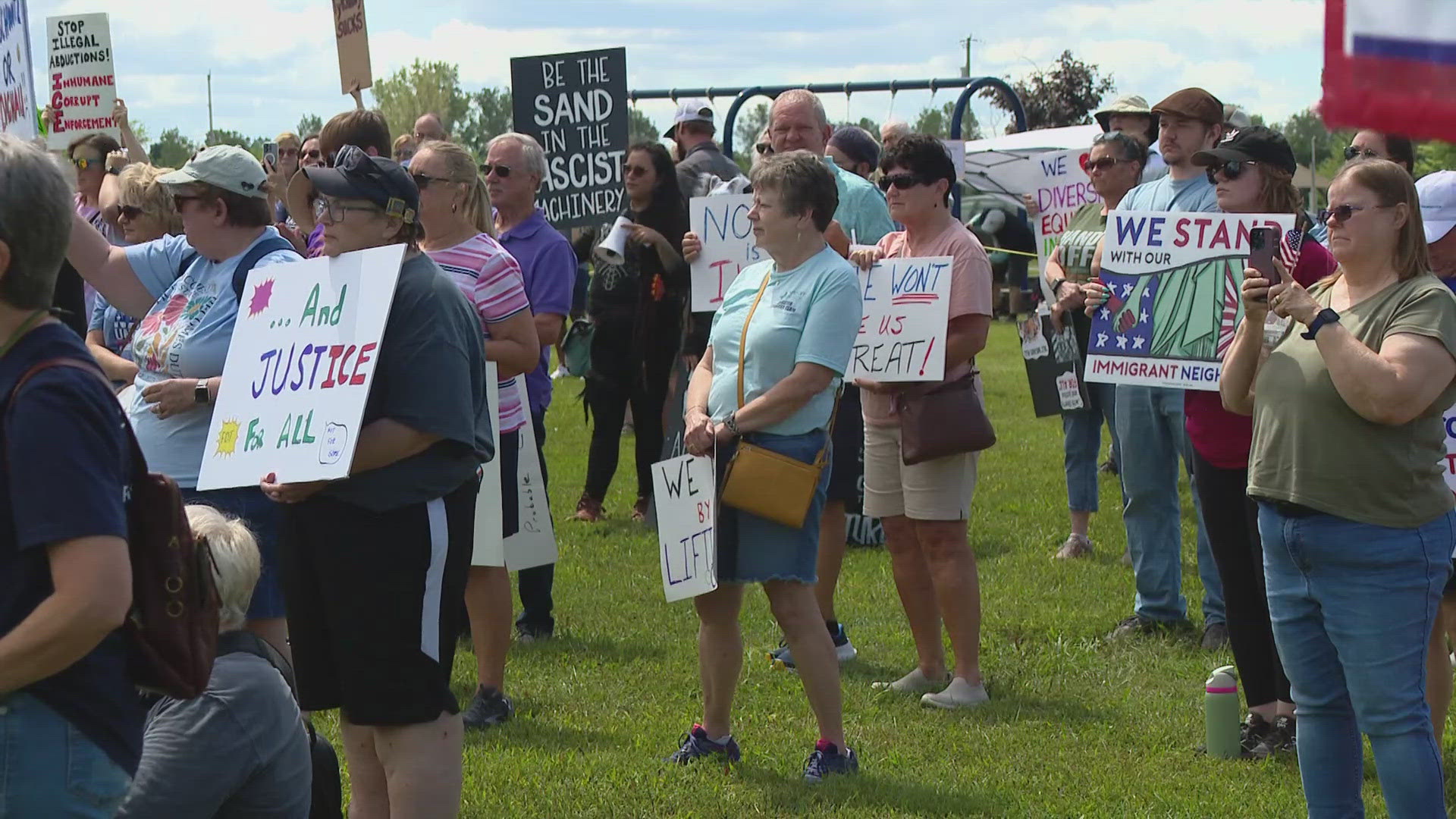 Protesters gather against ICE using Camp Atterbury for immigration ...
