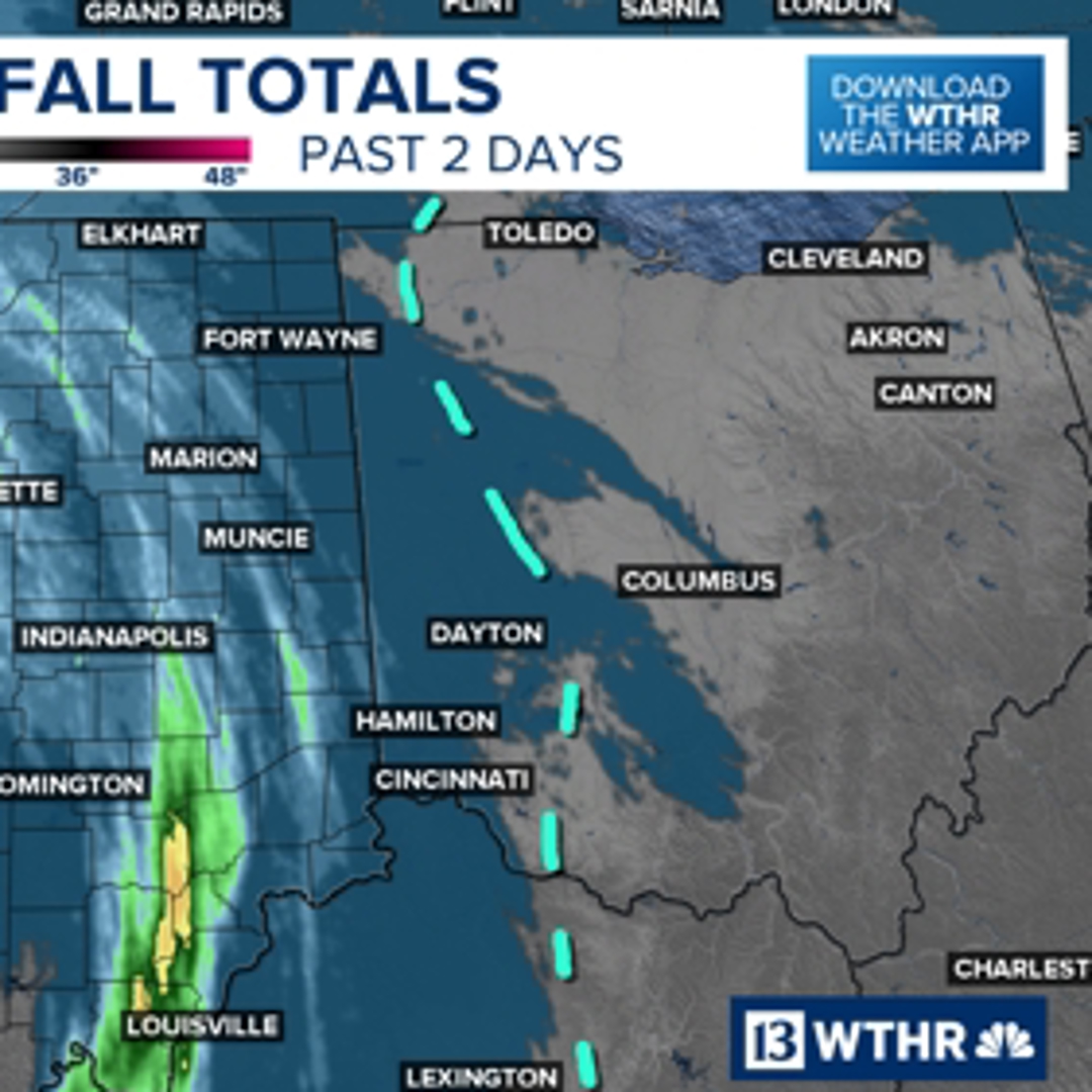 Rainfall totals and map from around Indiana over the weekend | wthr.com
