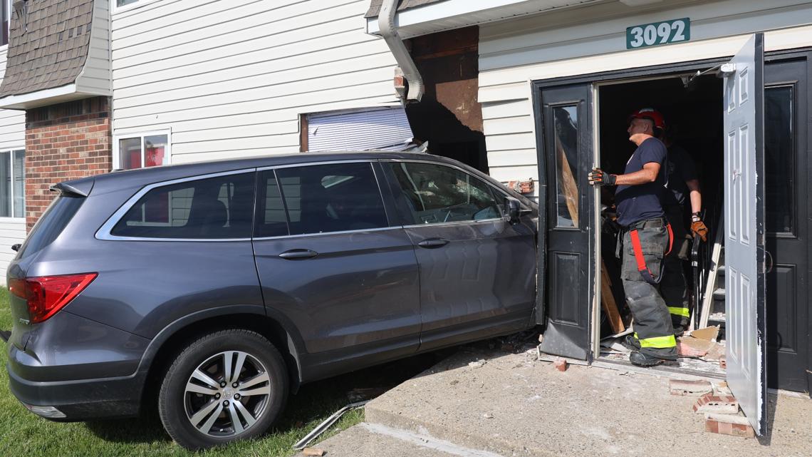 Teenager injured, 2 adults and dog displaced after car crashes into ...