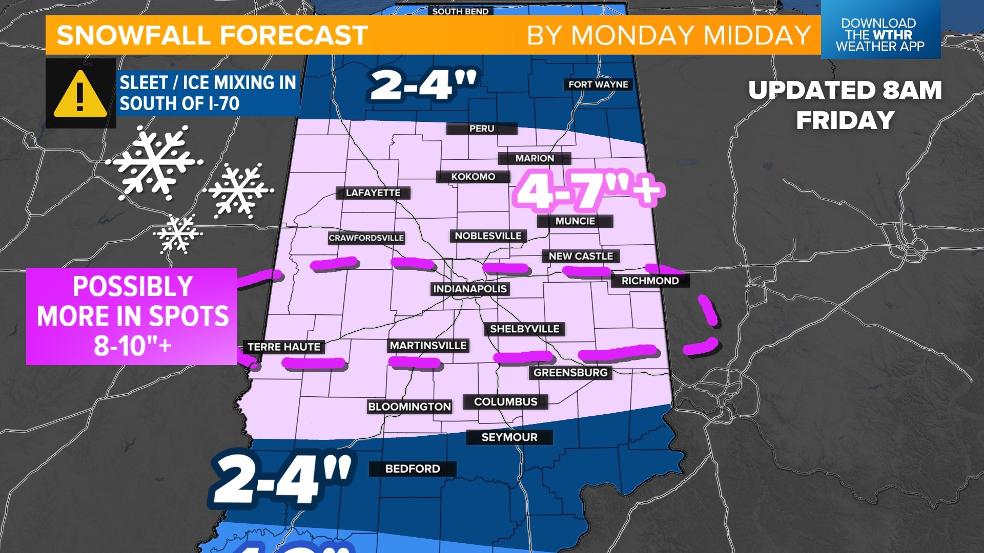 Several inches of snow and some ice on the way to Indiana for Sunday ...