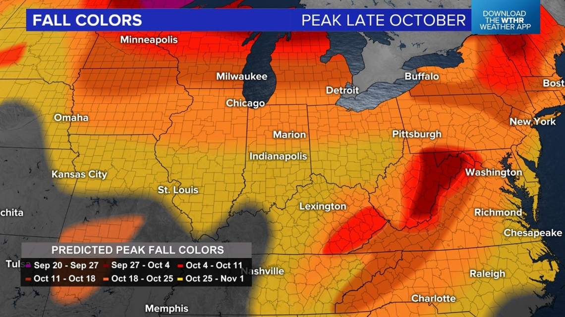 Fall colors nearing their peak in central Indiana | wthr.com