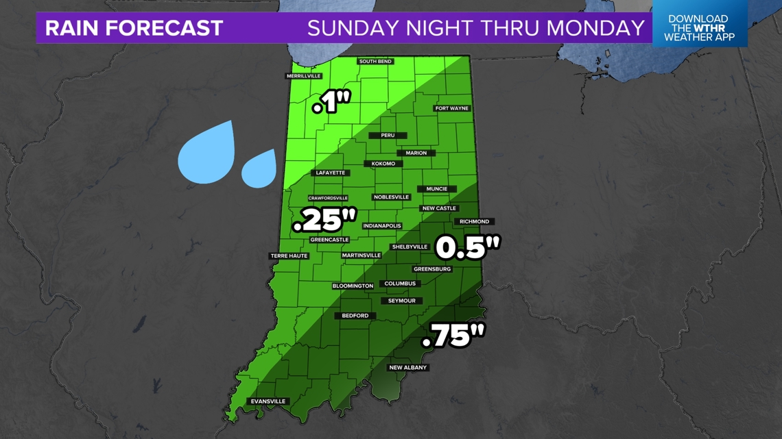 Rainfall expectations Sunday night and Monday across Indiana | wthr.com