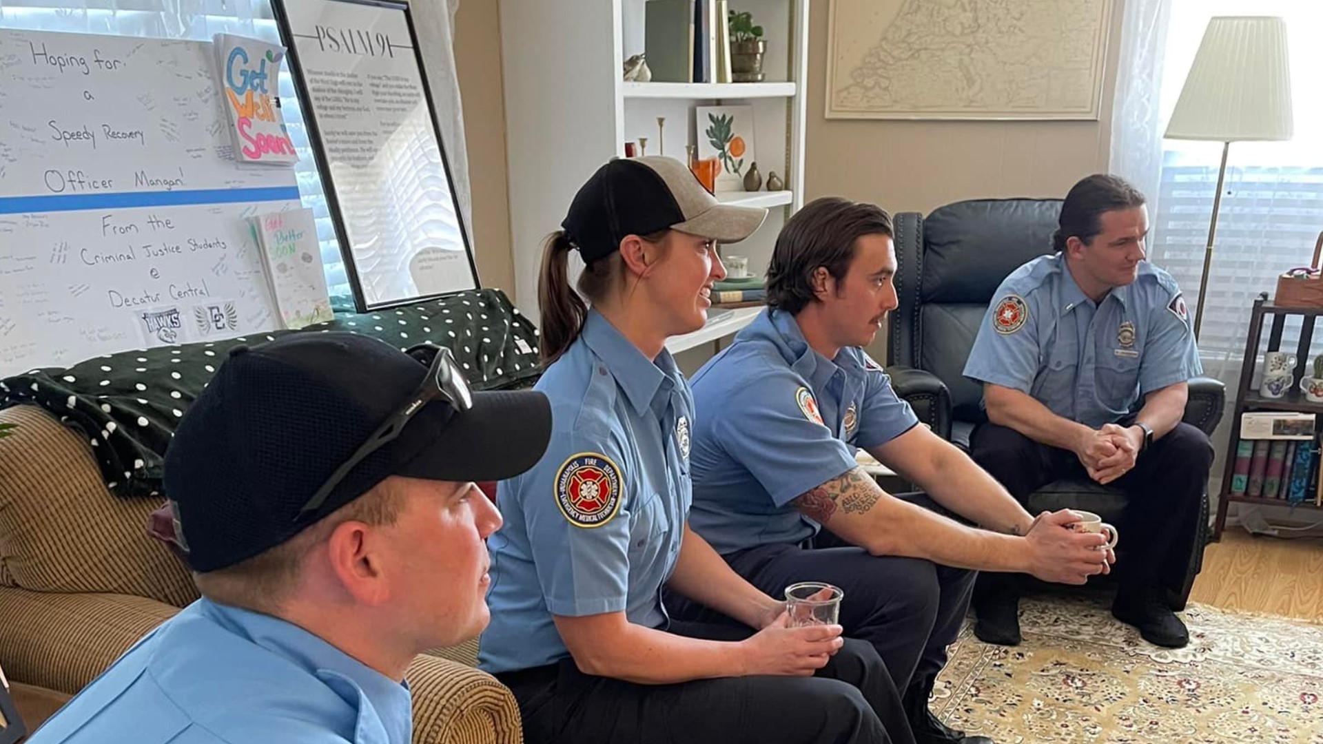 IMPD Officer Mangan meets firefighters who saved his life | wthr.com