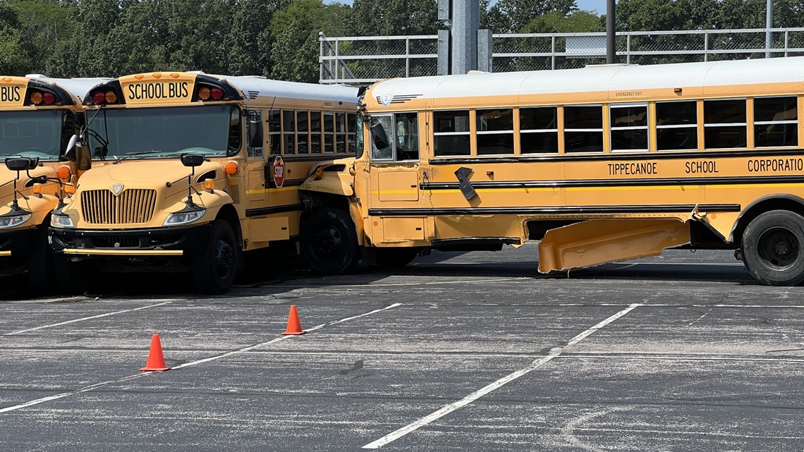 PHOTOS: Vandals crash, damage Tippecanoe County school buses ...
