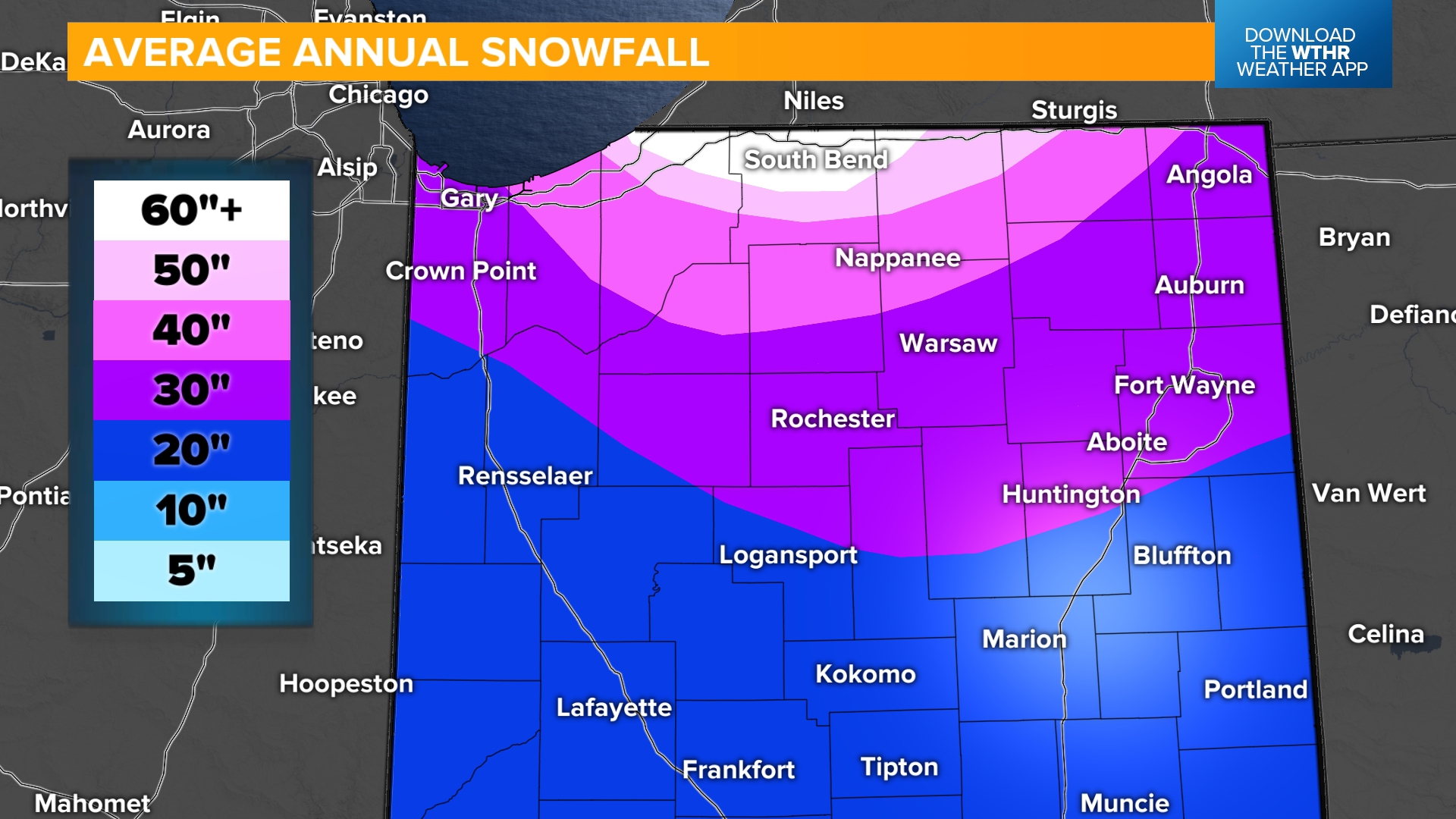 How much snowfall does Indiana typically receive in winter? | wthr.com