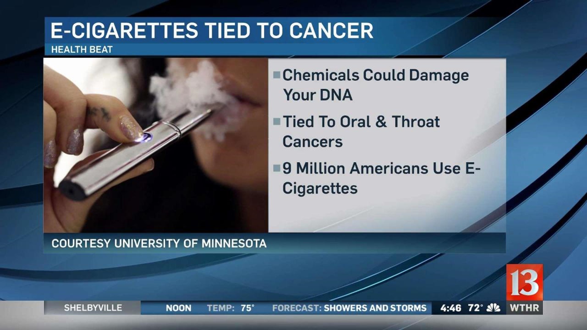 Study shows e-cigarettes tied to cancer | wthr.com