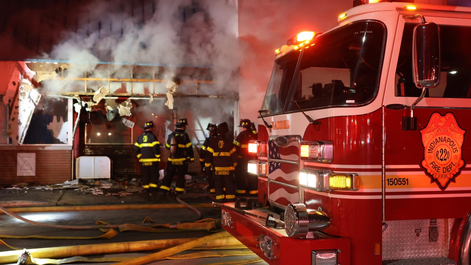 Crews battle heavy fire at abandoned building on Indy's east side ...